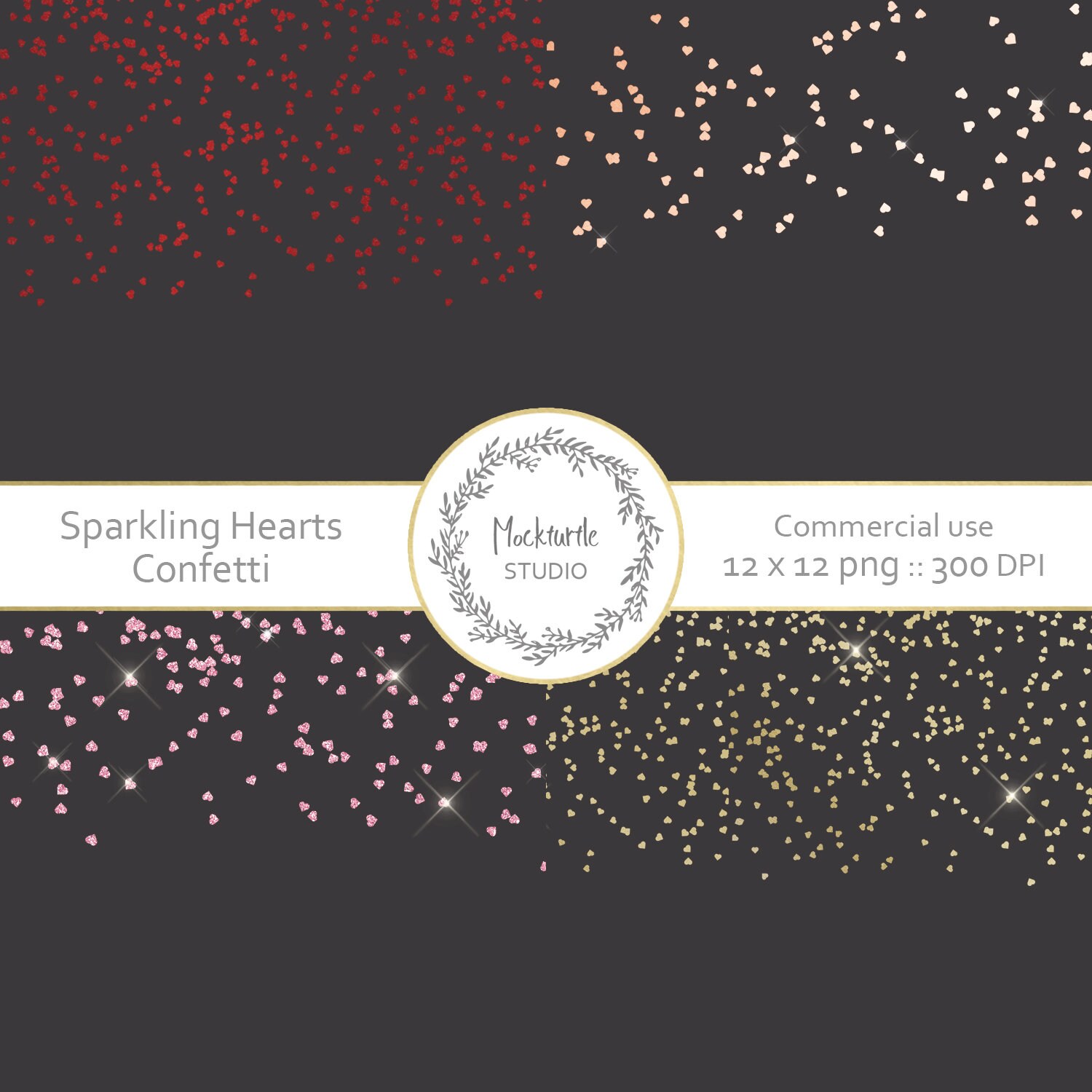 Sparkling Hearts Confetti Overlay PNG Clipart | Etsy