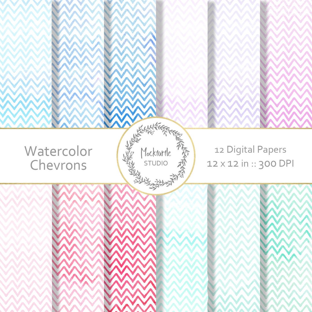 Chevron Digital Paper - Chevron Clipart - Scrapbook Paper - Watercolor ...