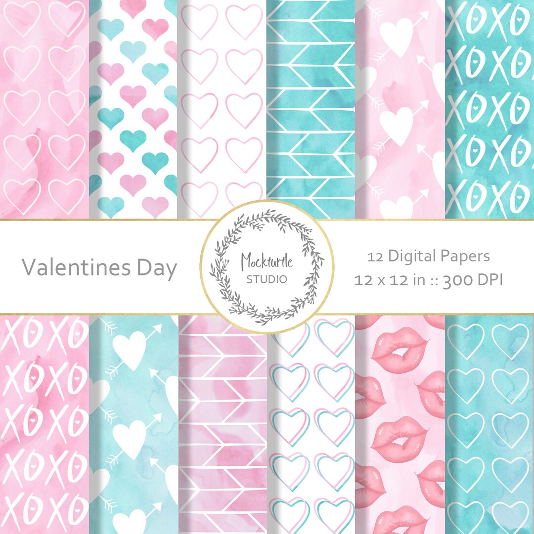 Valentines Digital Paper - Valentine Clipart - Scrapbook Paper - Pink ...