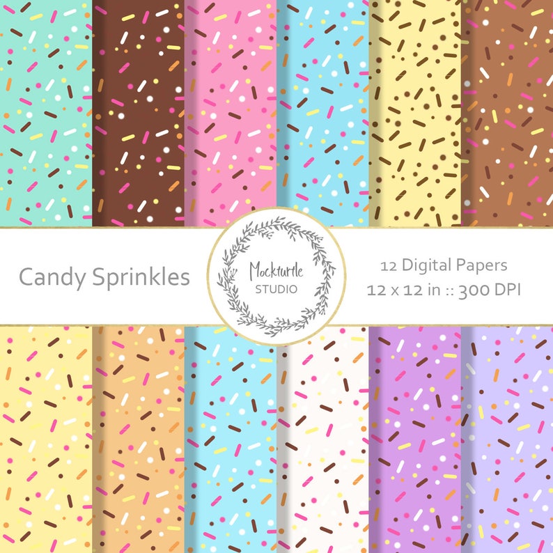 Sprinkles Digital Paper - Candy Clipart - Scrapbook Paper, Sprinkles ...