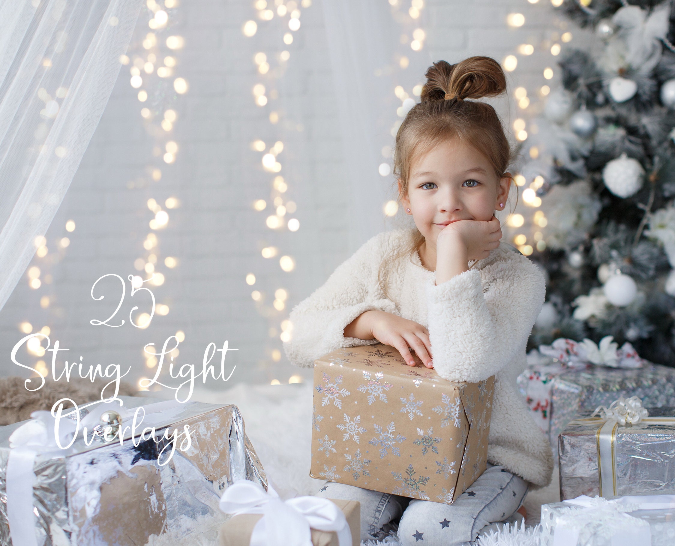 Bokeh String Lights Photo Overlays: 25 Fairy Light Effects (digital ...