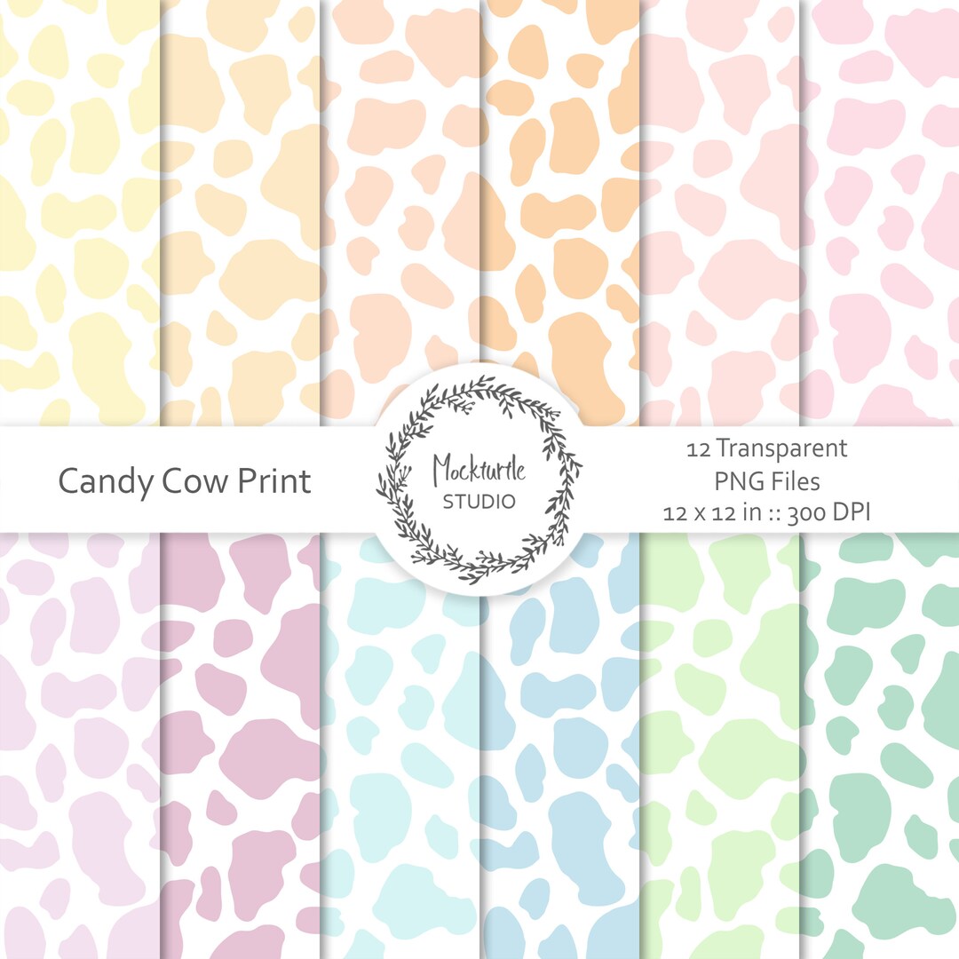 Cow Print Digital Paper - Animal Skin Clipart - Scrapbook Paper, Pastel ...