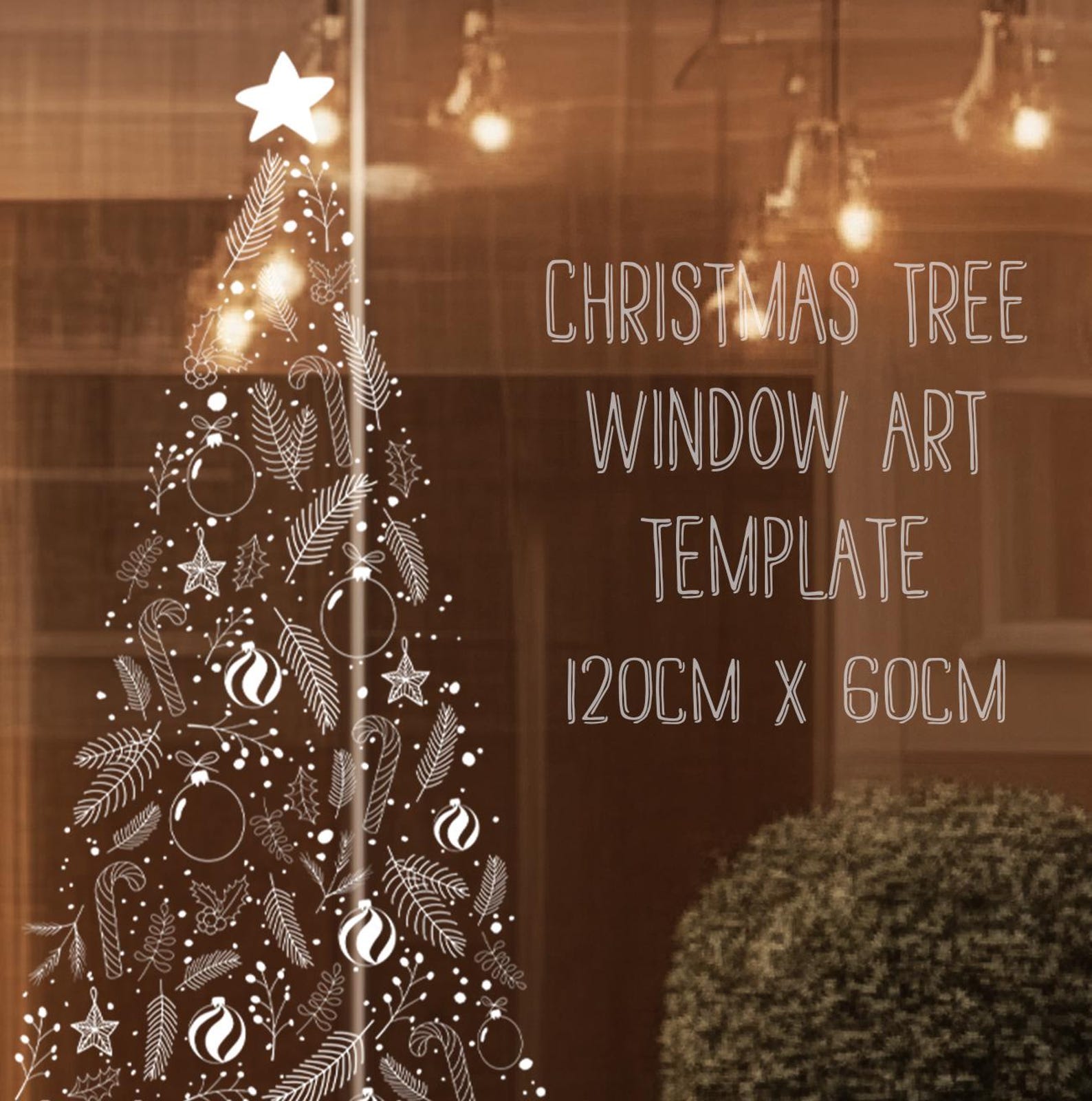 Christmas Tree Window Art Stencil: DIY Festive Decor (digital Download ...