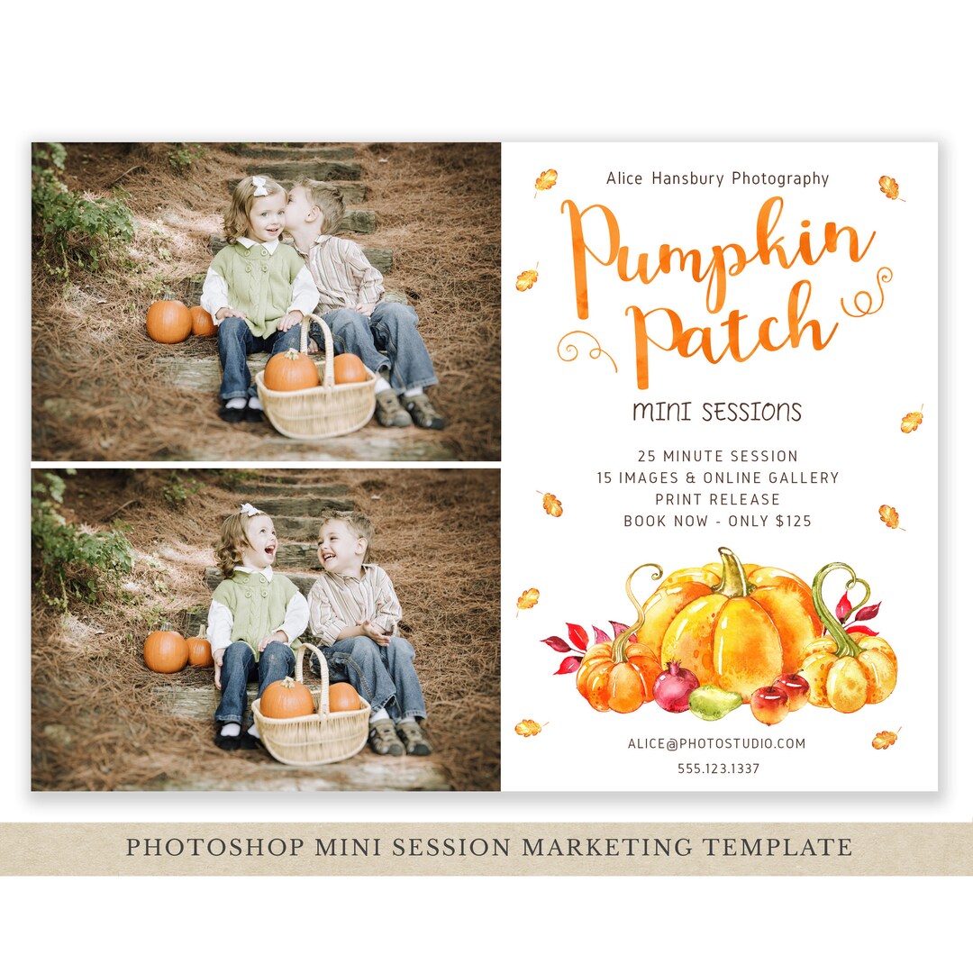 Pumpkin Patch Mini Session Template - Photography Marketing - Autumn Fall Minis Marketing ...