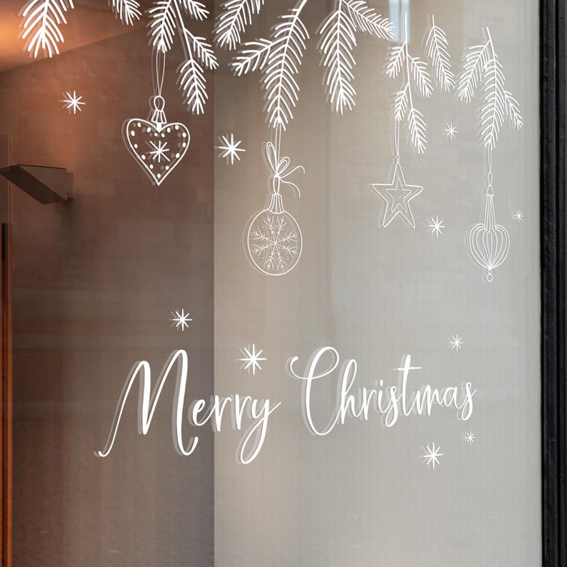 Christmas Garland Window Art Template: DIY Merry Christmas Scene (PDF ...