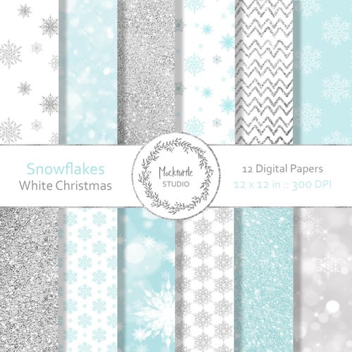 Snowflake Digital Paper Snowflake Clipart Scrapbook Paper - Etsy