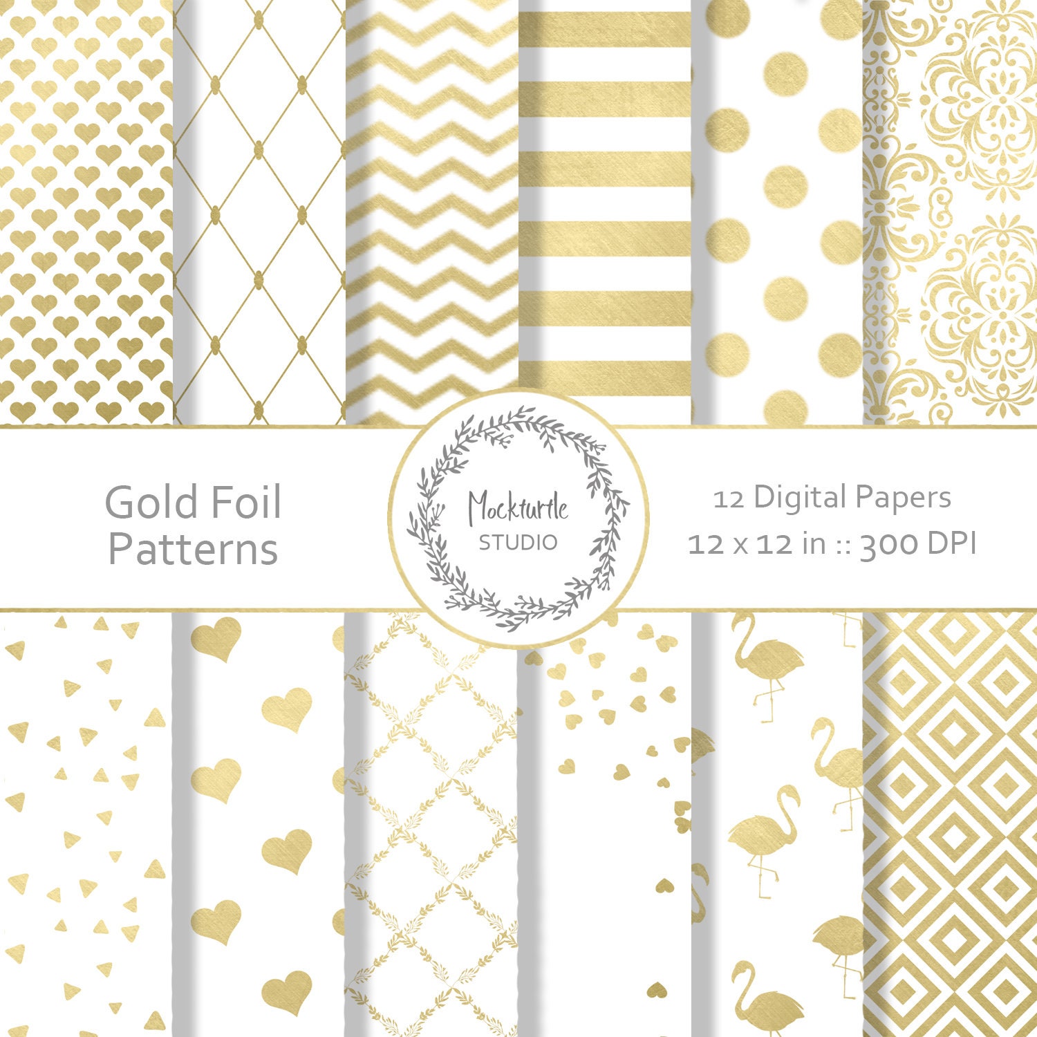 Gold Foil Patterns digital paper Gold Foil clipart | Etsy