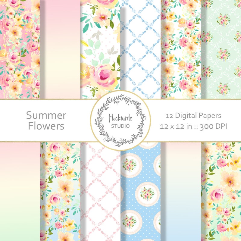 Floral Digital Paper - Etsy