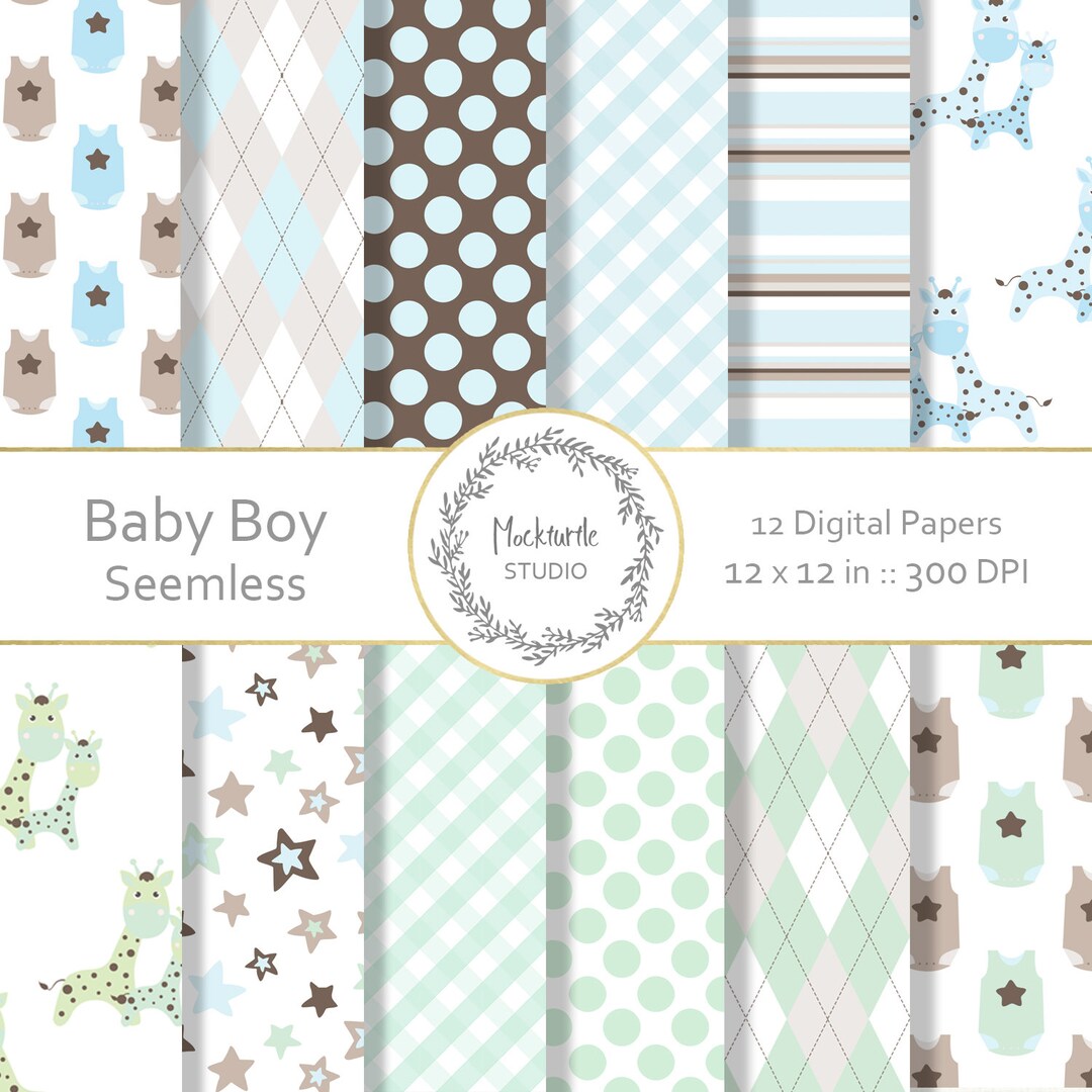 Baby Boy Digital Paper - Baby Boy Clipart - Scrapbook Paper, New Baby ...