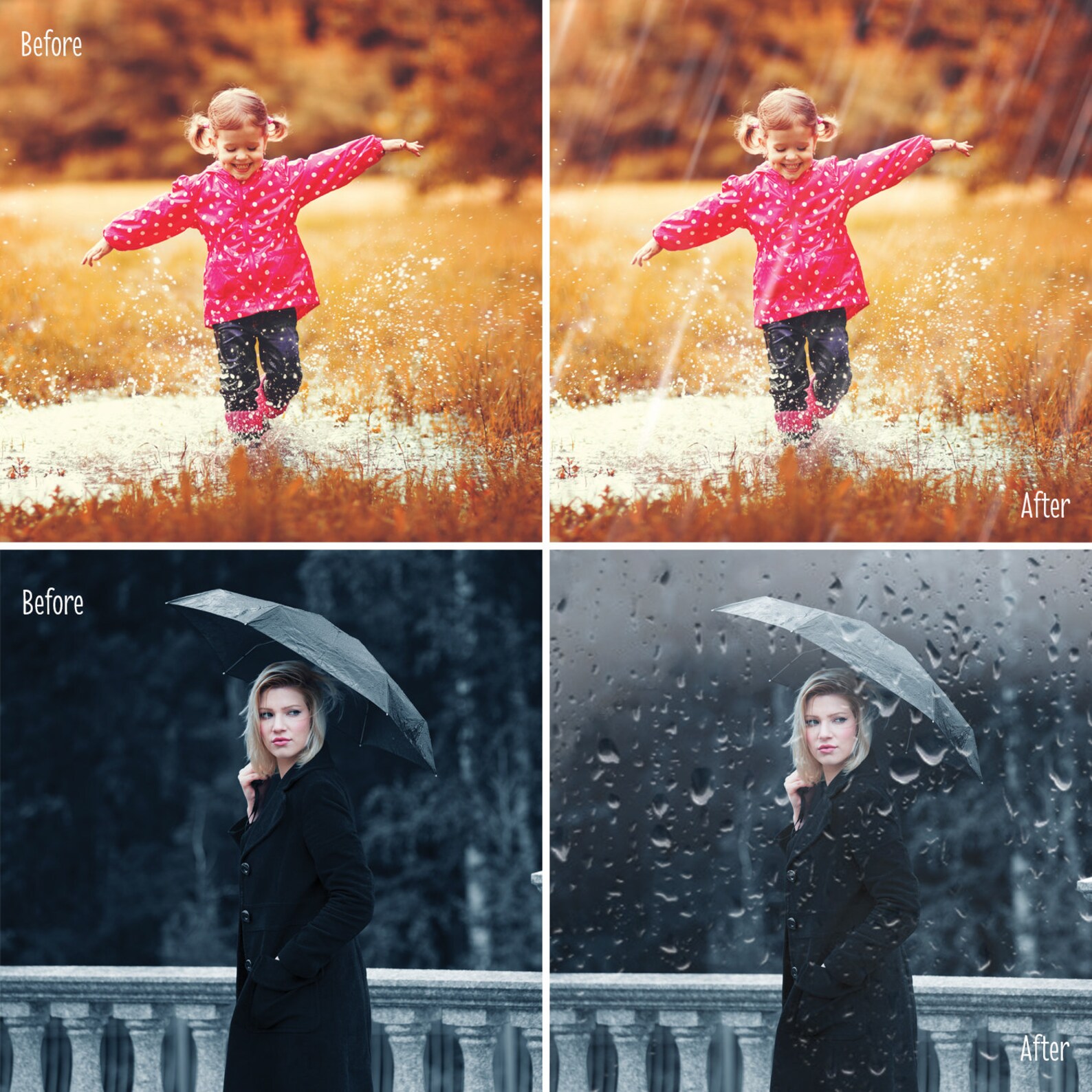 25 Rain Overlays - Falling Raindrops - Weather Overlays - Photoshop ...