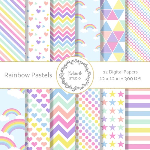 Rainbow Digital Paper Rainbow Clipart Scrapbook Paper - Etsy