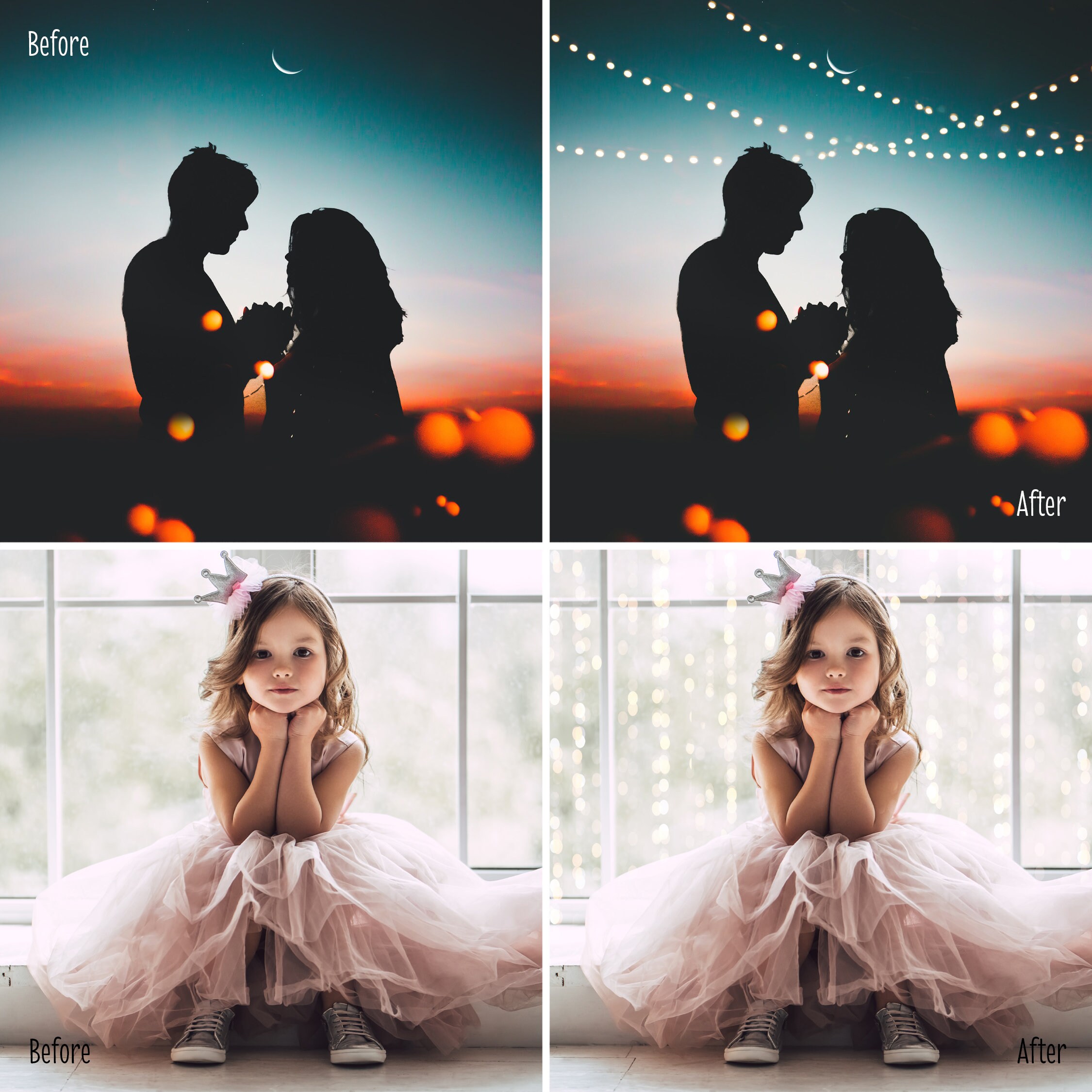 Bokeh String Lights Photo Overlays: 25 Fairy Light Effects (digital ...