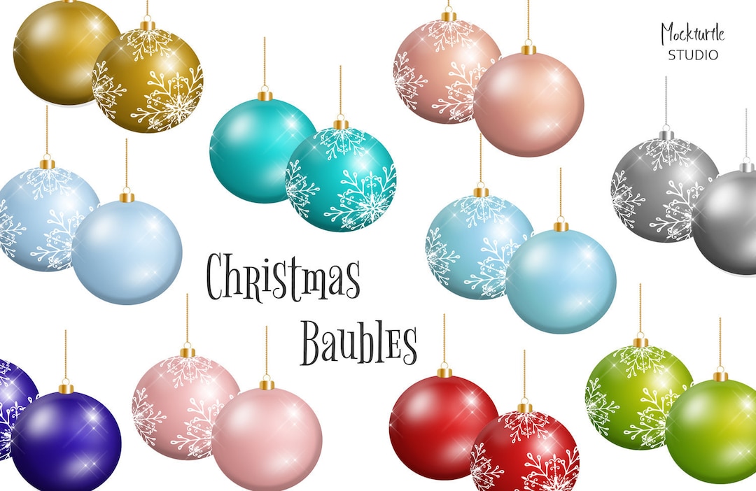 Christmas Baubles Clip Art 21 Images 300dpi PNG Files - Etsy