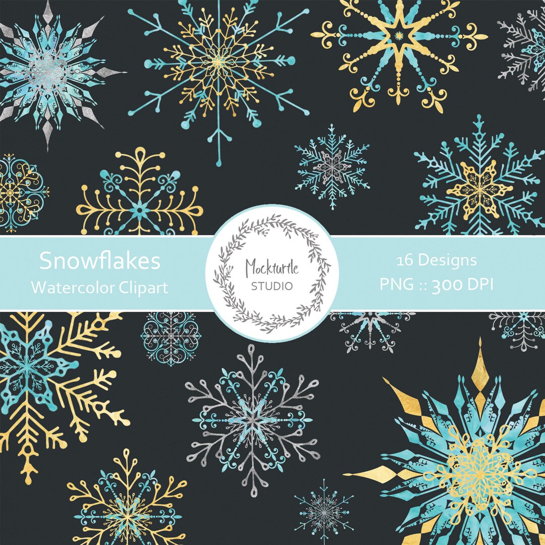 Watercolor Snowflake Flags Clipart 16 Images 300dpi PNG - Etsy
