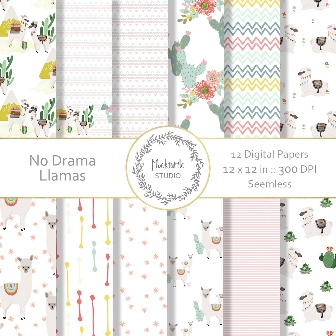 Llama Digital Paper - Llama Clipart - Scrapbook Papers | Alpaca ...