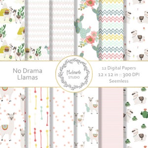 Llama Digital Paper - Llama Clipart - Scrapbook Papers | Alpaca ...