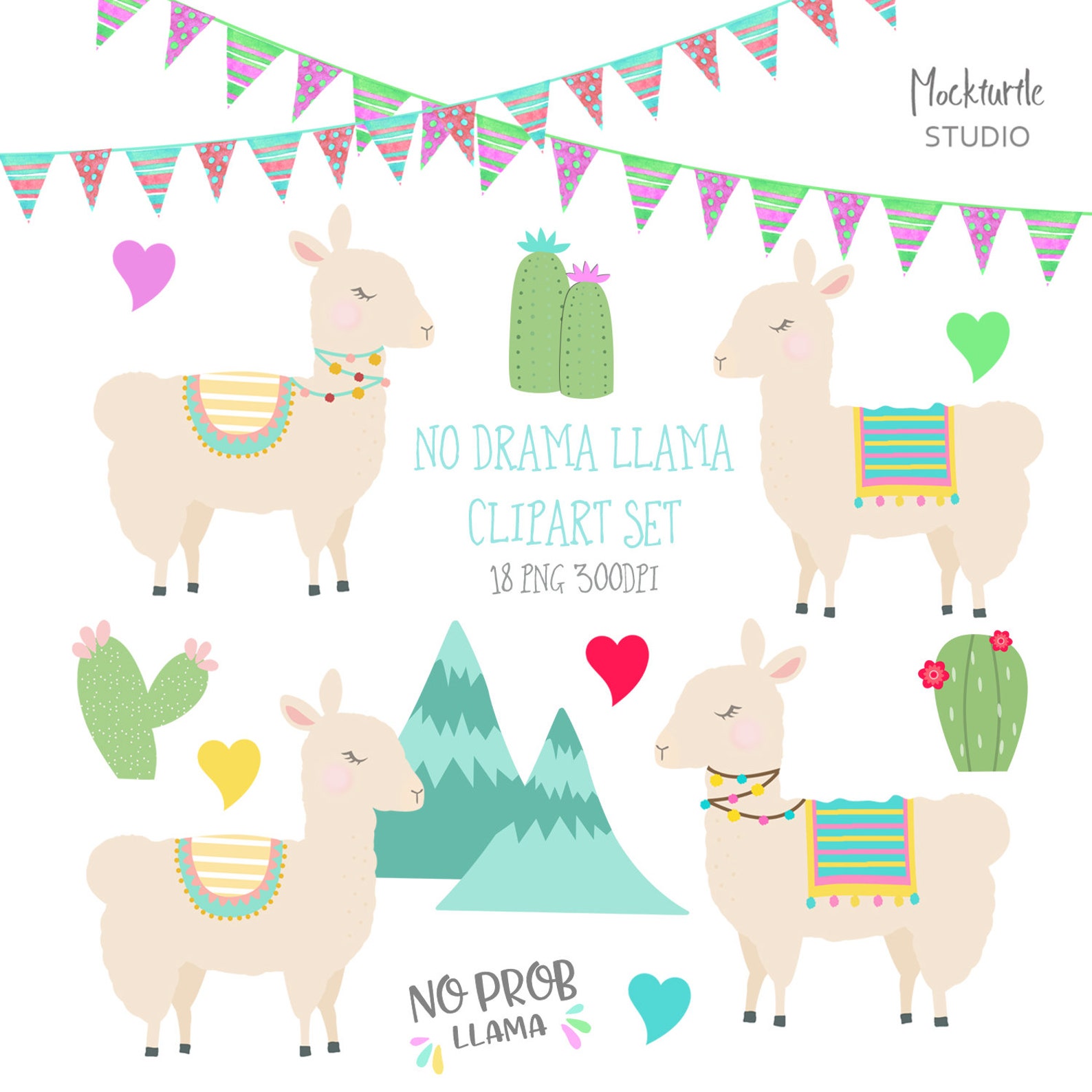 Llama Clipart Alpaca Clipart Cactus Clipart 18 Images | Etsy