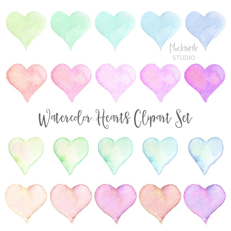 Watercolor Hearts Clipart Watercolor Clipart Hearts - Etsy