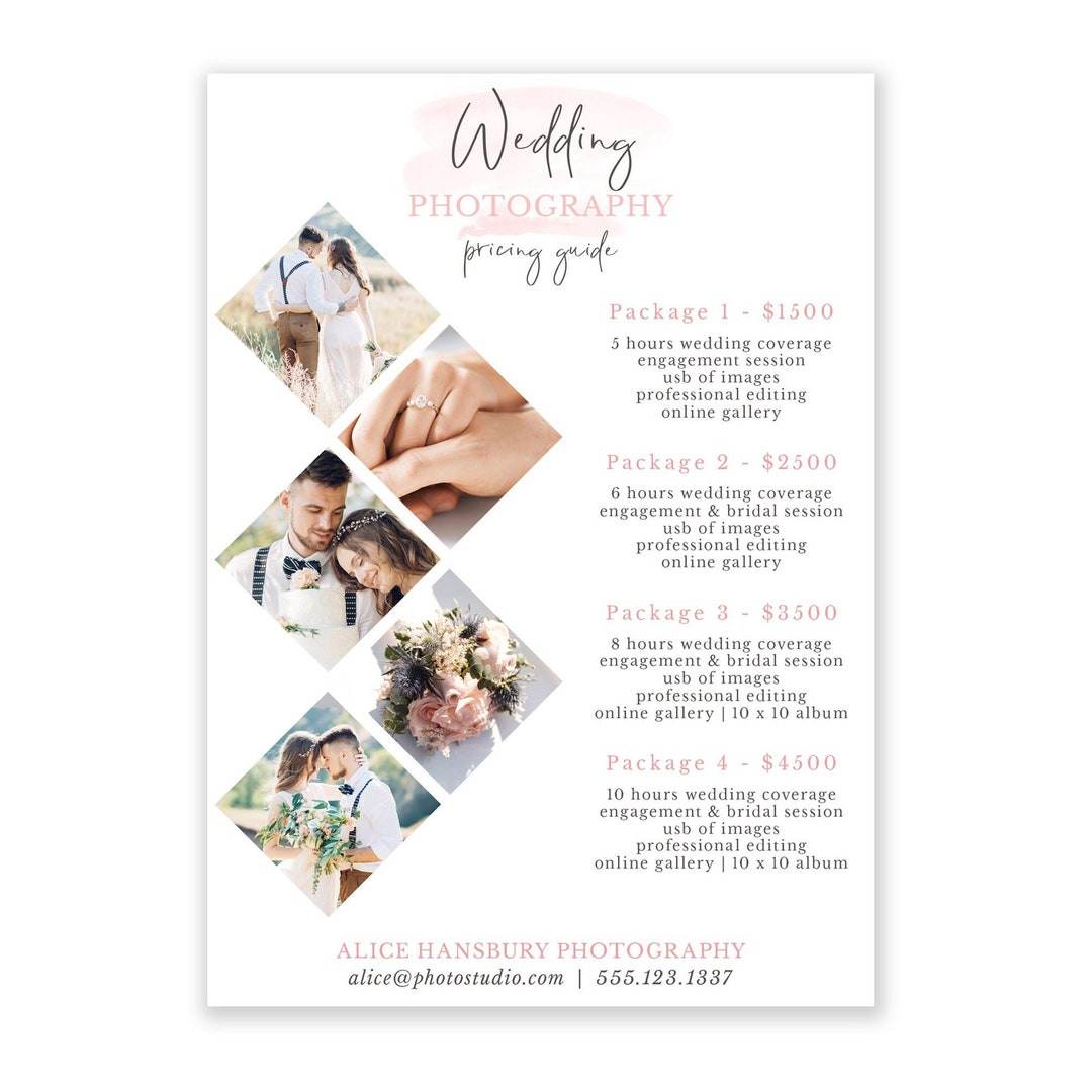 Wedding Photography Price List Template - Photography Marketing ...