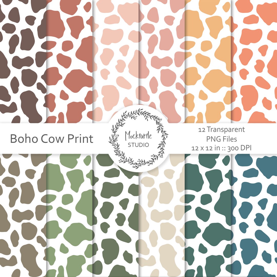 Cow Print Digital Paper - Animal Skin Clipart - Scrapbook Paper, Cow ...
