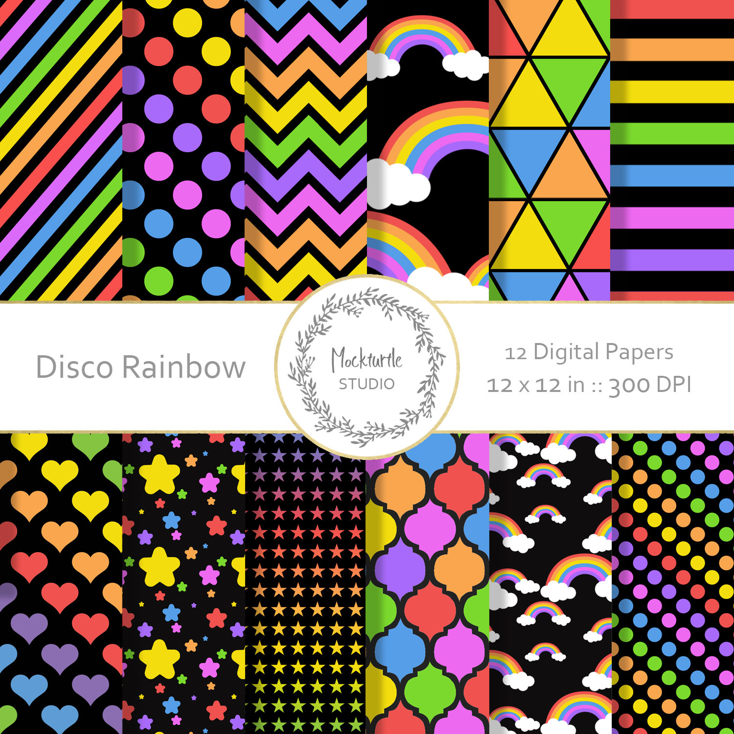 Rainbow Digital Paper Rainbow Clipart Scrapbook Paper | Etsy