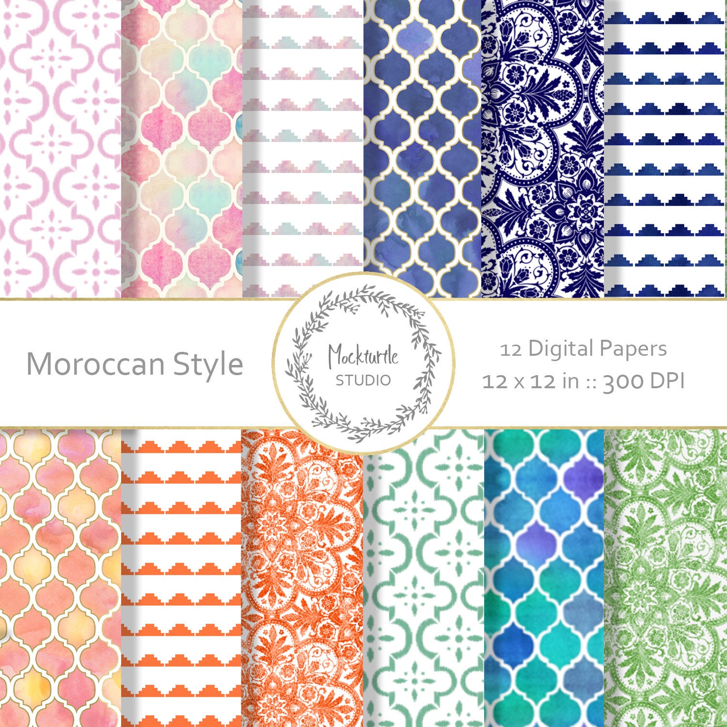 Moroccan Digital Paper - Moroccan Chic Clipart - Scrapbook Paper ...