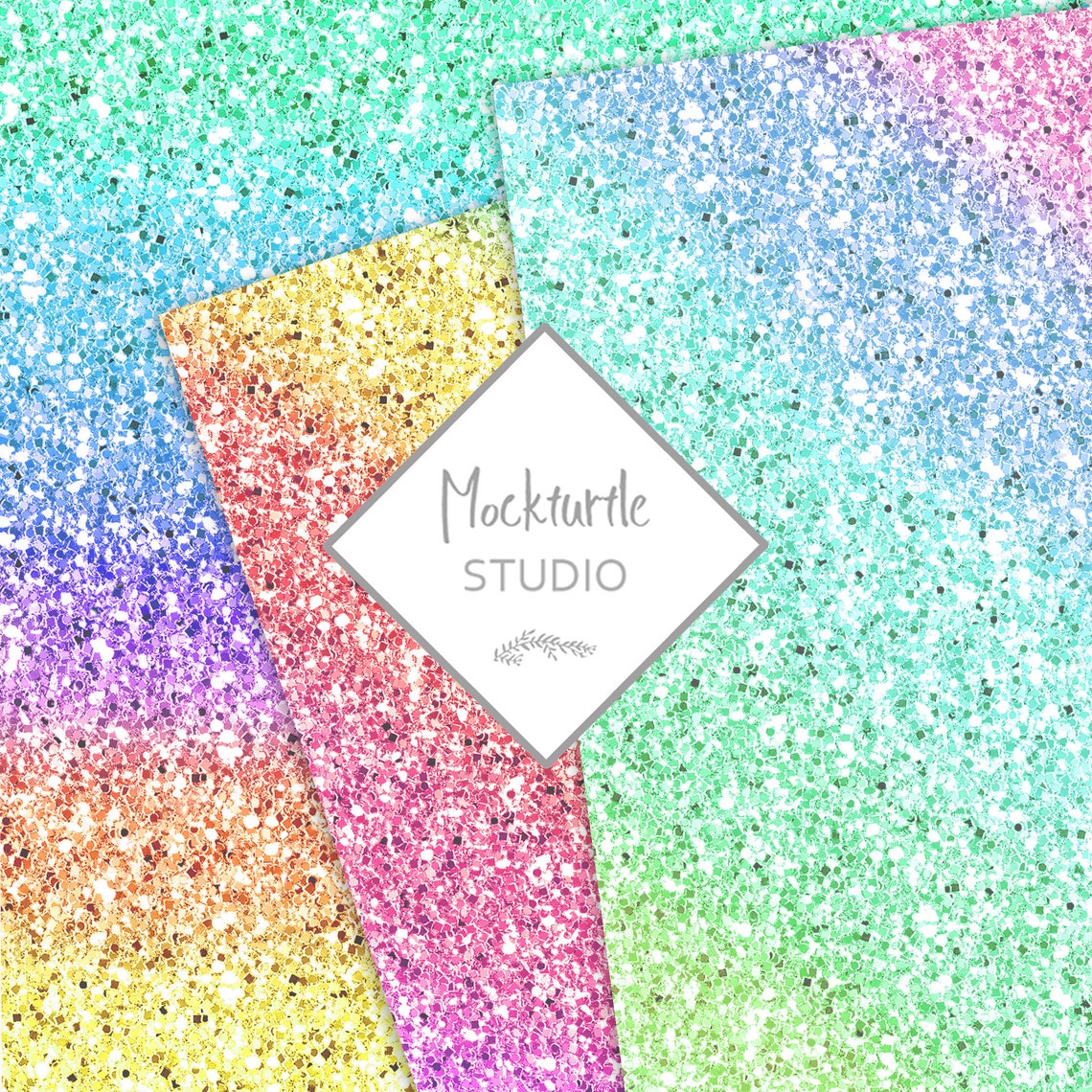 Rainbow Glitter Ombre Digital Paper – Scrapbook Paper - Printable ...