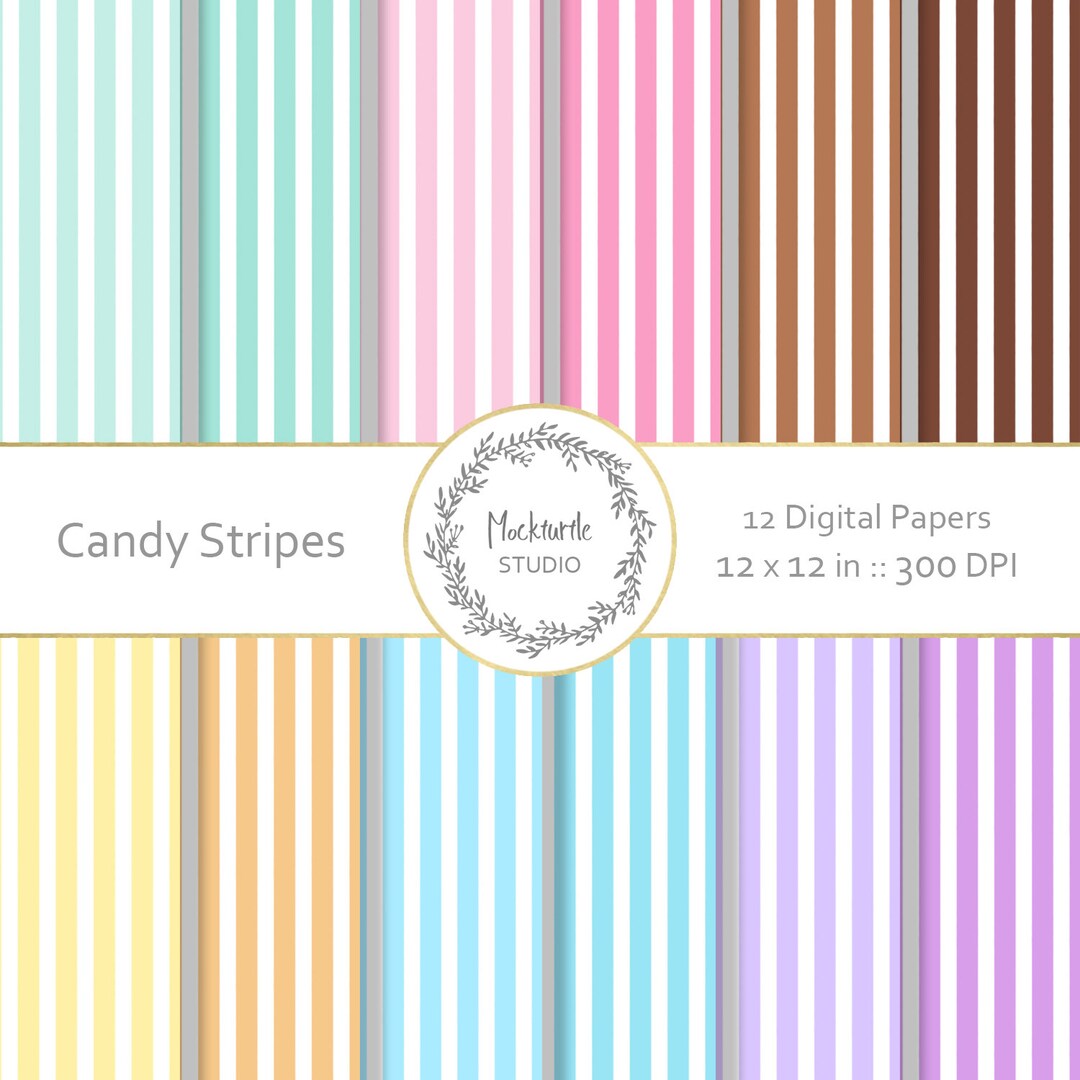 Candy Stripes Digital Paper - Striped Clipart - Scrapbook Paper ...