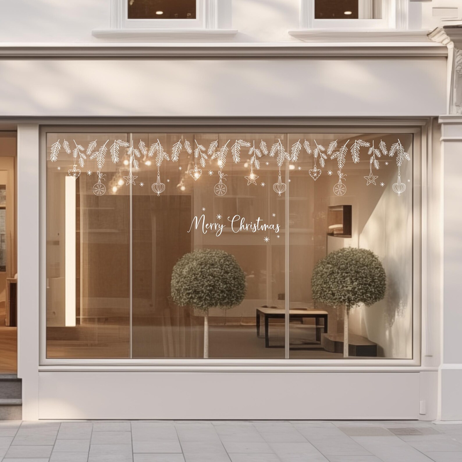 Christmas Garland Window Art Template: DIY Merry Christmas Scene (PDF ...