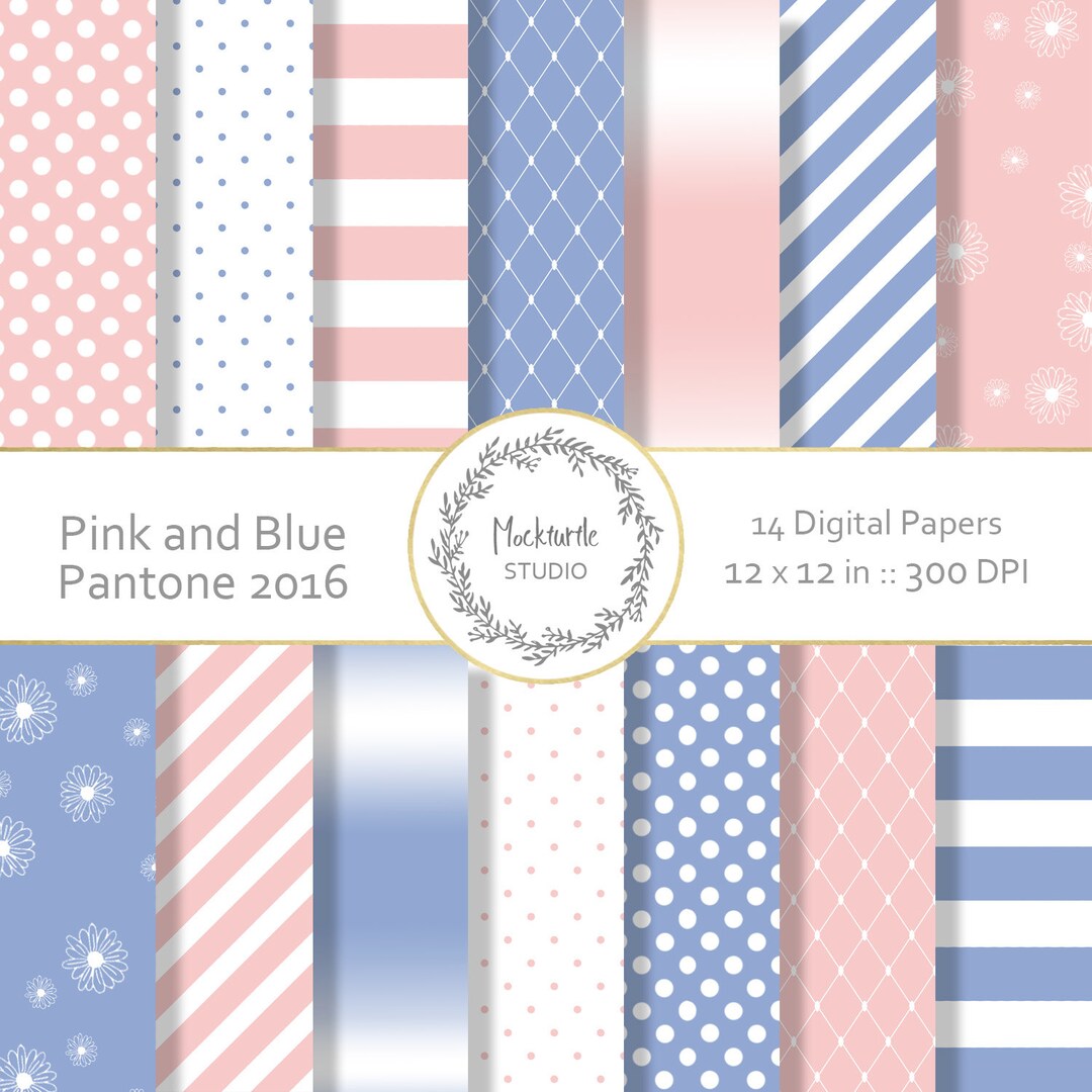 Pink and Blue Digital Paper - Pink and Blue Clip Art - Pink and Blue ...