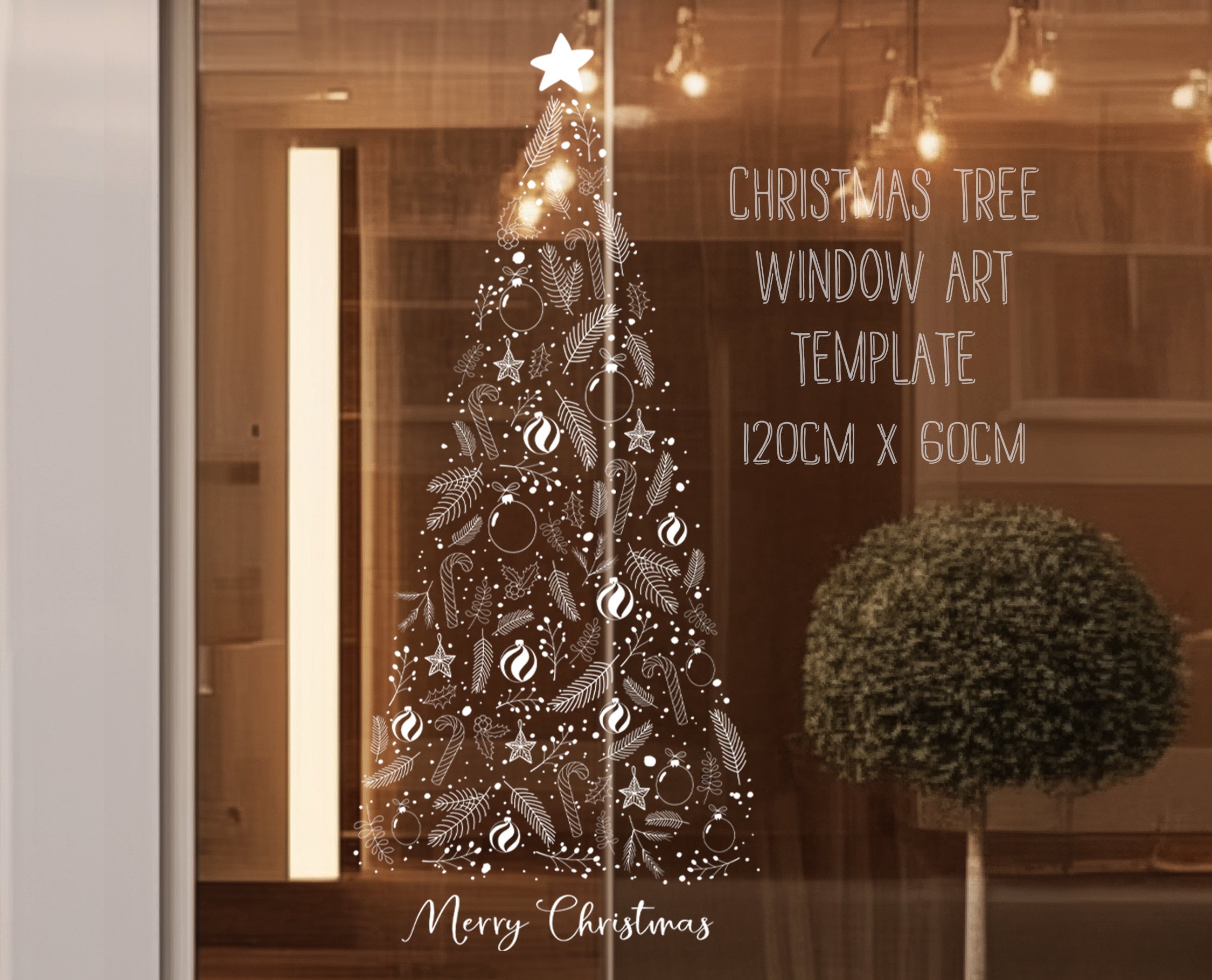 Christmas Tree Window Art Stencil: DIY Festive Decor (digital Download ...
