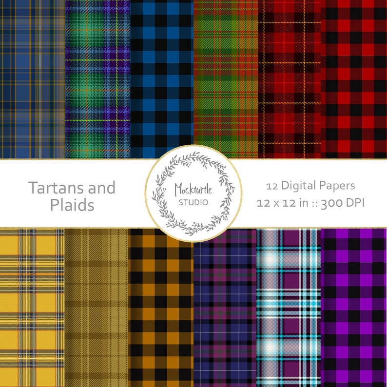 Plaid Digital Paper Plaid Clipart Plaid Clip Art Tartan - Etsy