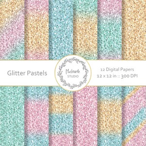 Glitter Digital Paper - Glitter Clipart - Scrapbook Paper, Pastel ...