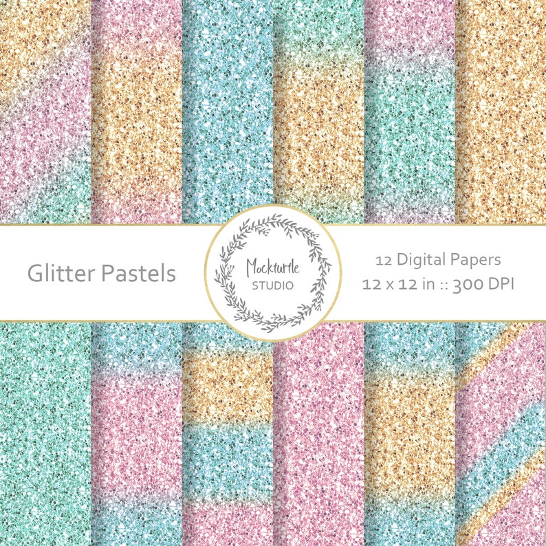 Glitter Digital Paper - Glitter Clipart - Scrapbook Paper, Pastel ...