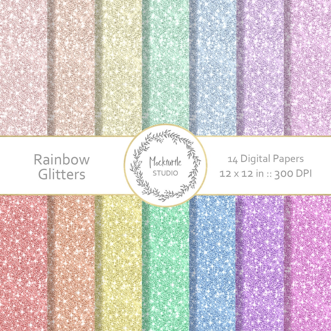 Rainbow Glitter Digital Paper - Rainbow Clipart - Scrapbook Paper ...
