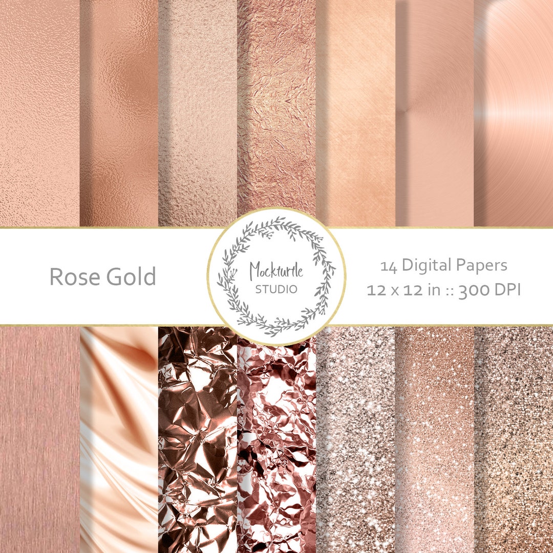 Rose Gold Digital Paper - Rose Gold Clipart - Metallic Scrapbook Paper ...