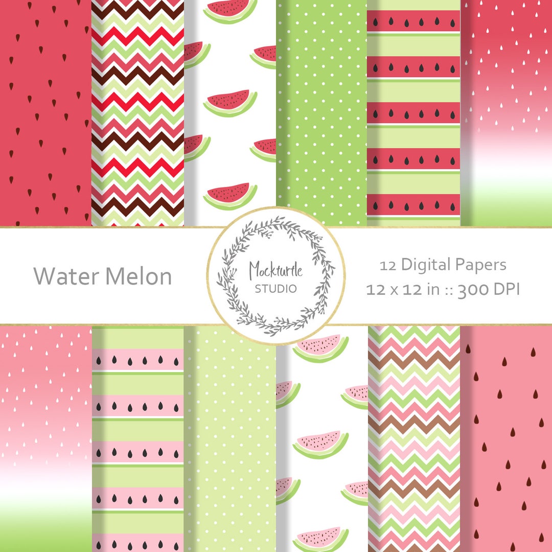Watermelon Digital Paper - Tropical Clipart - Scrapbook Paper ...
