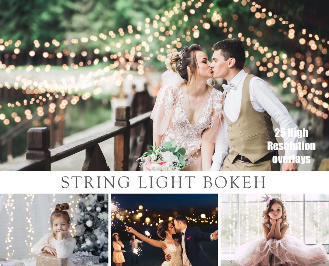 Bokeh String Lights Photo Overlays: 25 Fairy Light Effects (digital ...