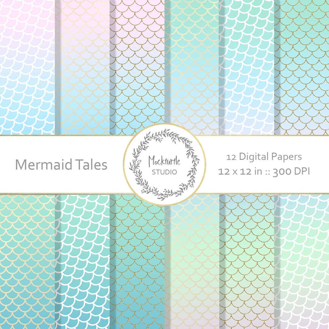 Mermaid Digital Paper Mermaid Scales Clipart Scrapbook | Etsy