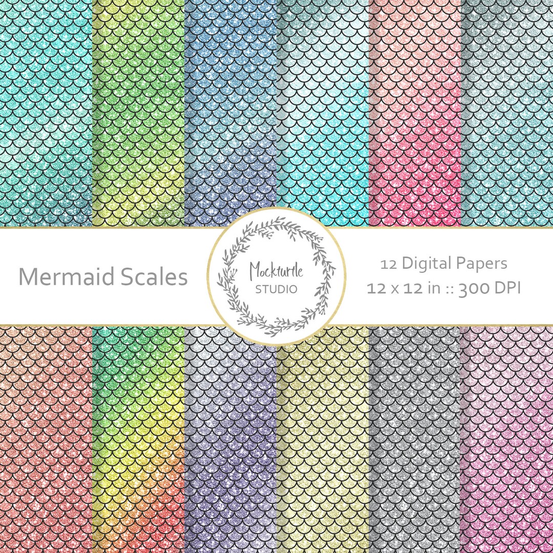 Mermaid Digital Paper - Mermaid Scales Clipart - Scrapbook Paper ...