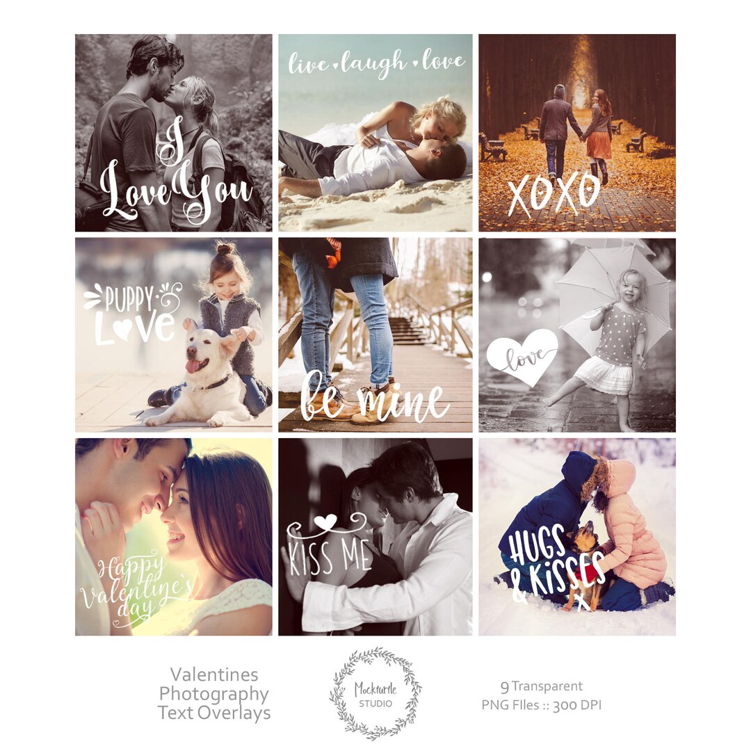 9 Love Text Overlays - Valentines Overlays - Wedding Photo Overlays ...