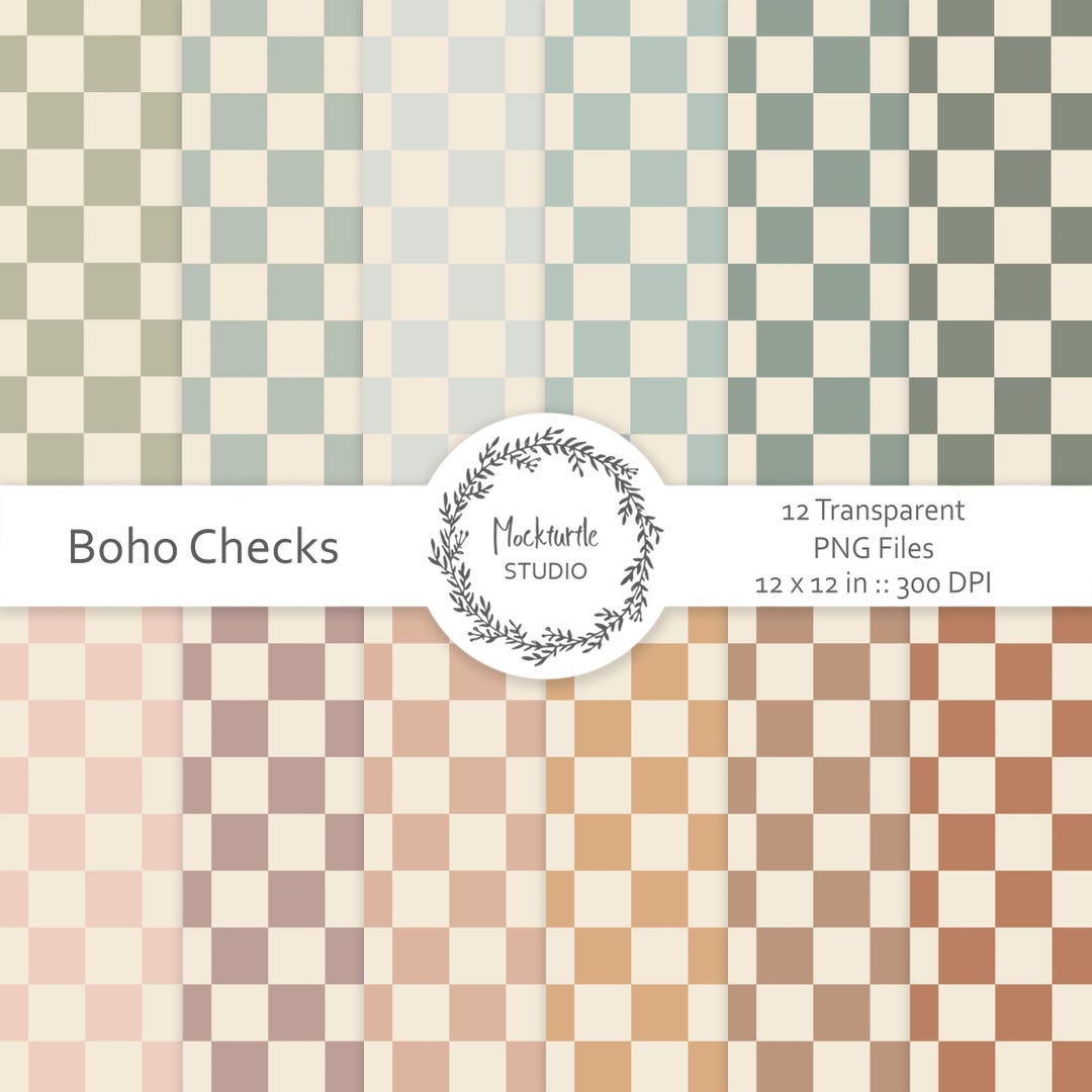 Boho Checks Digital Paper: Pastel Seamless Pattern (commercial Use) - Etsy