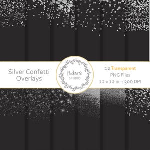 Silver Confetti Digital Overlays, Transparent Silver Confetti Clipart ...