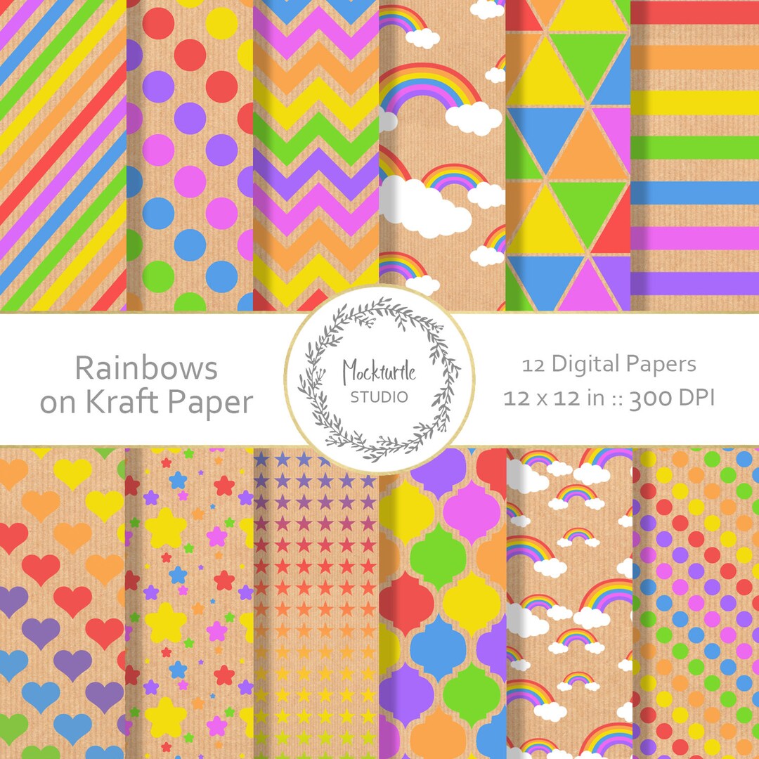 Rainbow Digital Paper - Rainbow Clipart - Scrapbook Paper - Rainbow ...