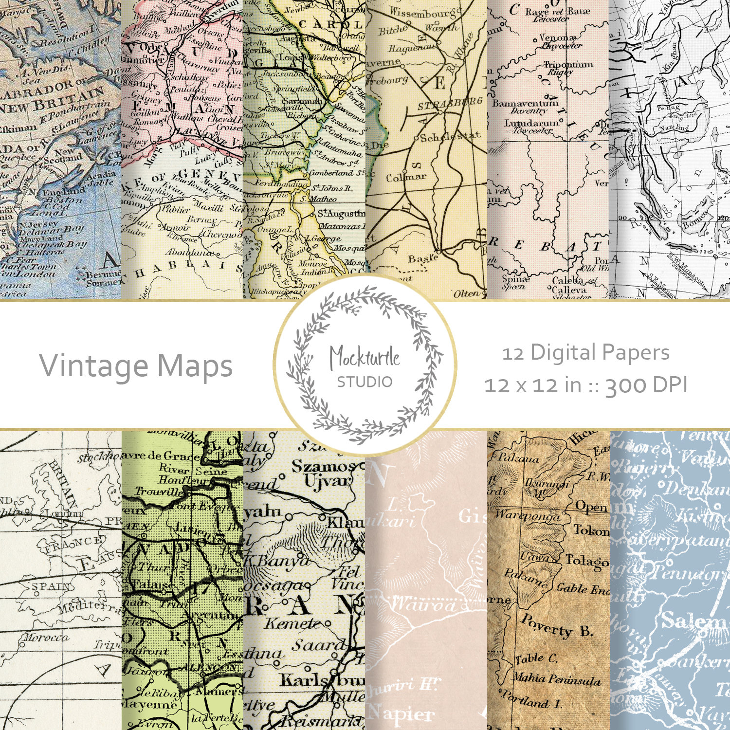 Vintage Maps digital paper Mapa clipart Papel de - Etsy México