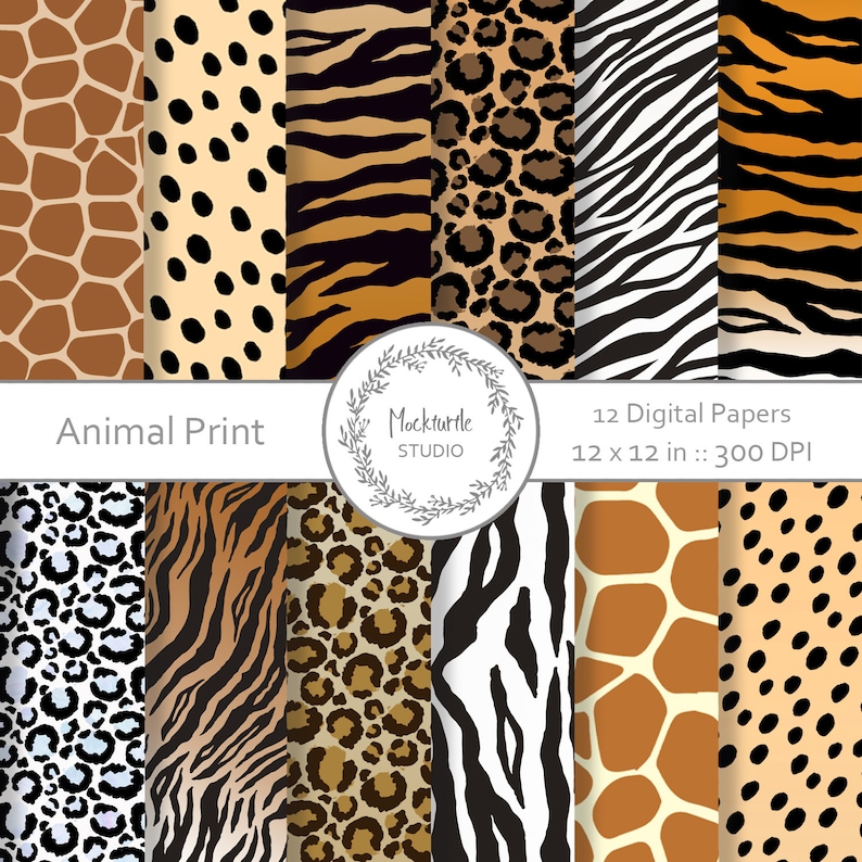 Animal Print Digital Paper Animal Skin Clipart Scrapbook - Etsy