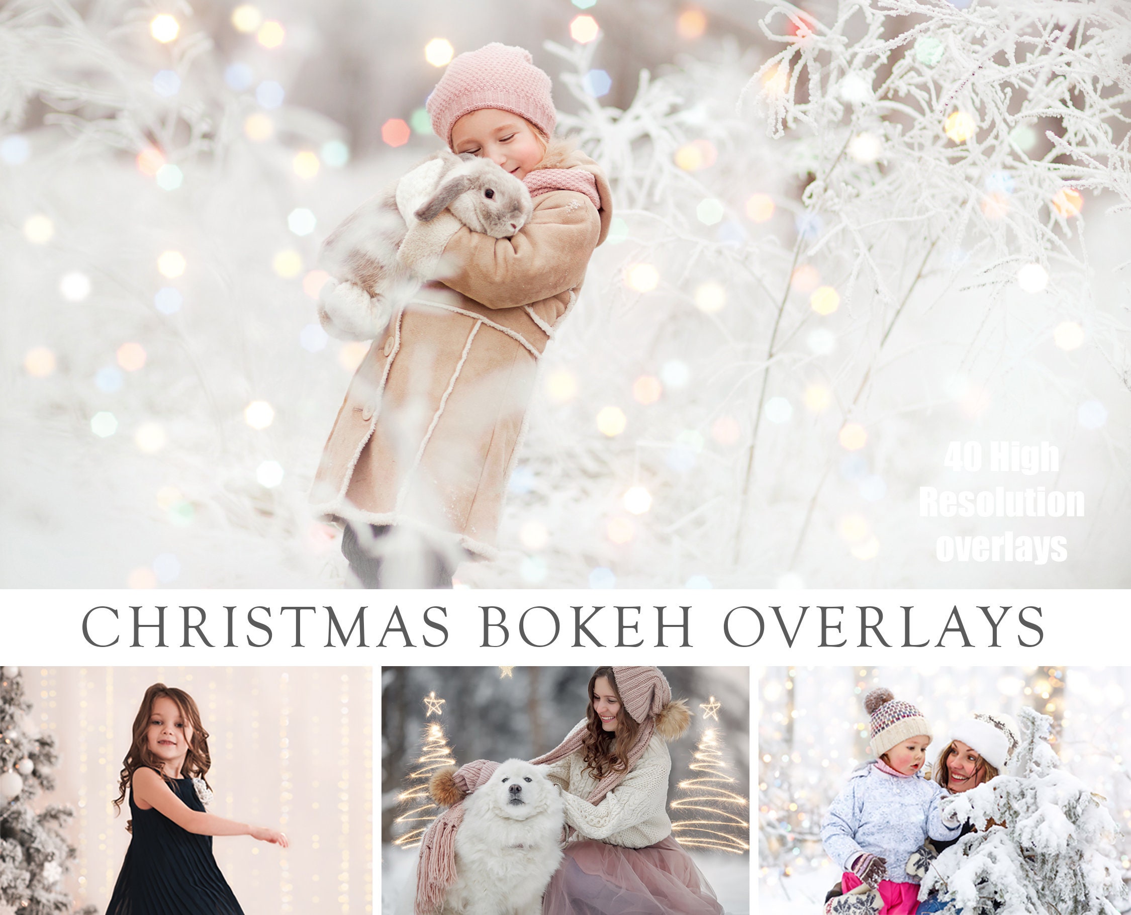 40 Christmas Bokeh Photo Overlays - Winter Scene - Holiday Sparkle ...