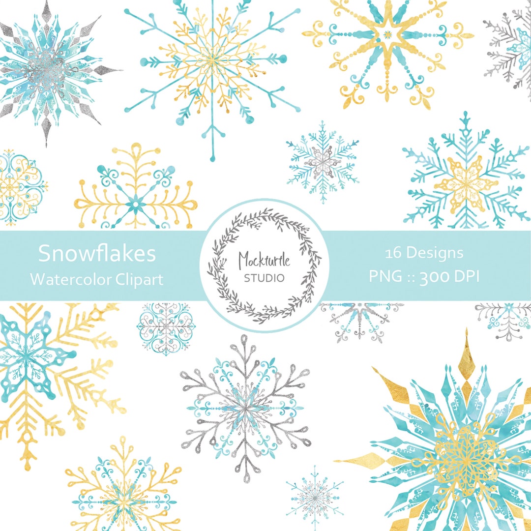 Watercolor Snowflake Flags Clipart - 16 Images, 300dpi, PNG - Snowflake ...