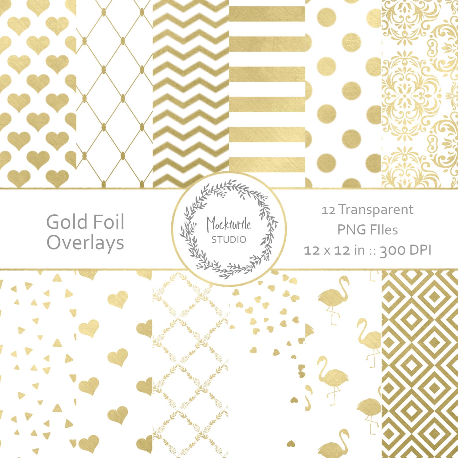 Gold Foil Digital Overlays - Transparent Gold Foil Clipart, Metallic ...