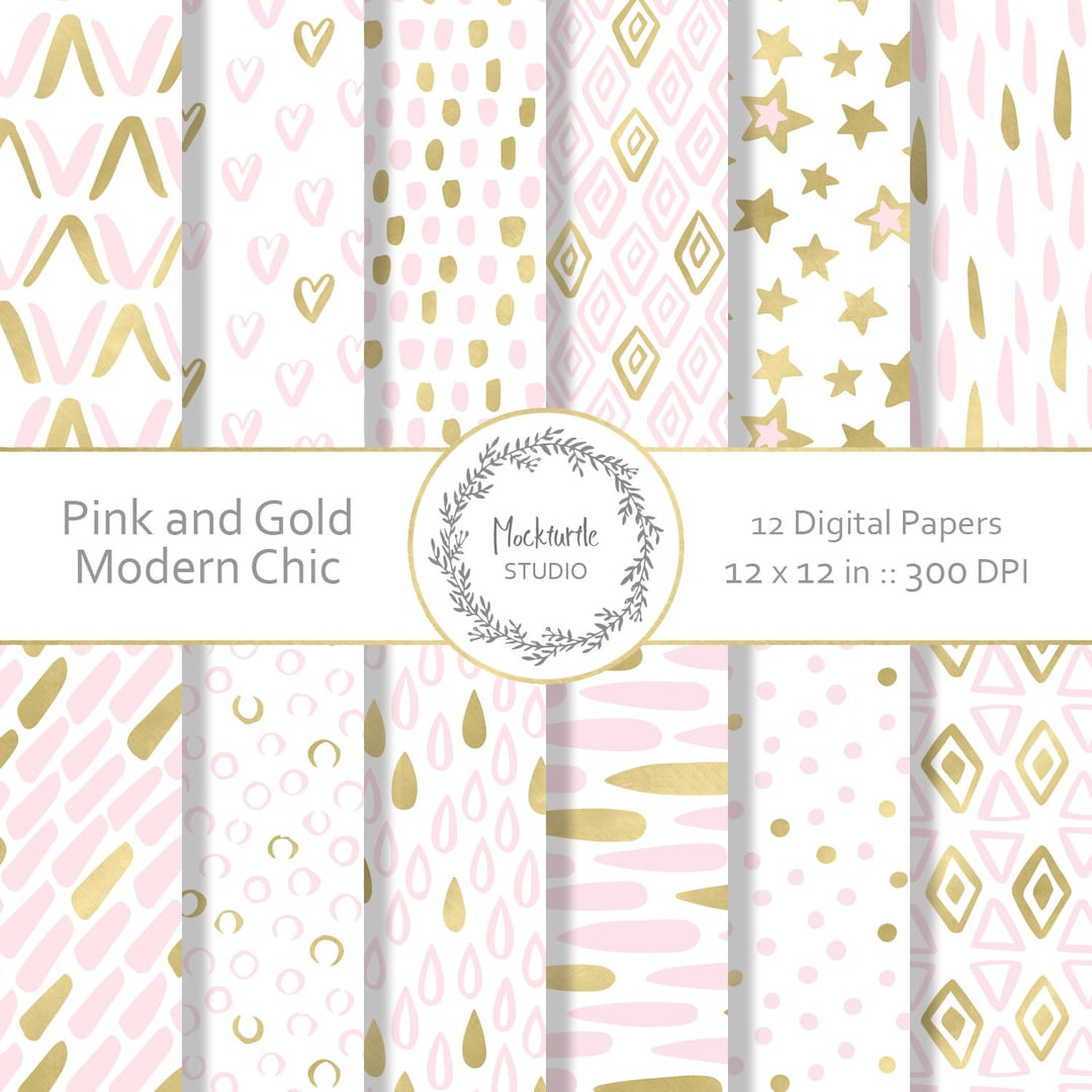 Modern Chic Digital Paper - Chic Clipart, Chic Clip Art, Modern Digital ...